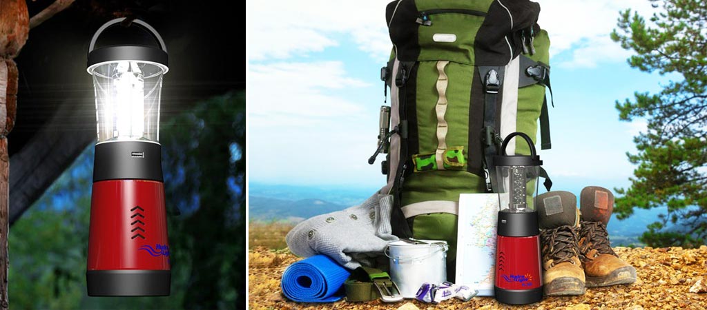 A camping lantern that runs on water